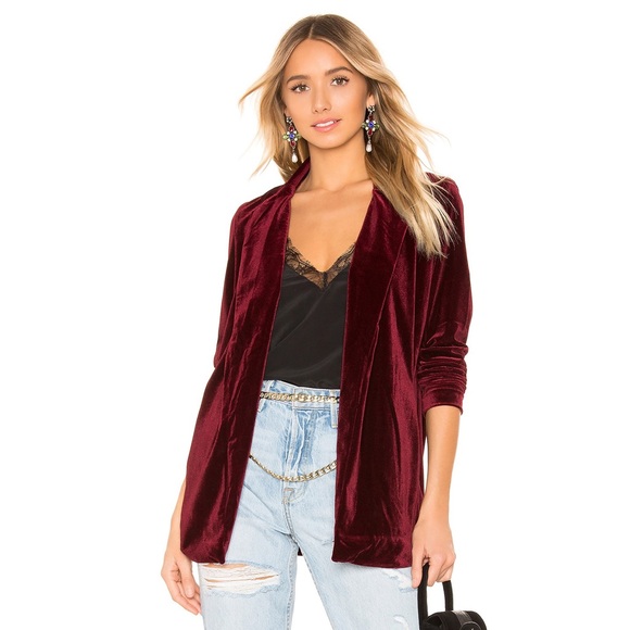 bobi | Jackets & Coats | Bobi Black Liquid Velour Blazer In Wine Small ...